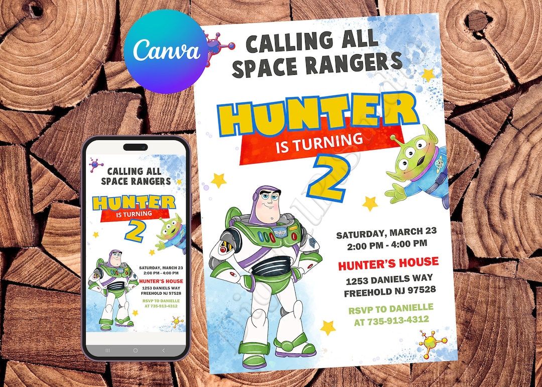 Buzz Lightyear Invitation Toy Story Invitation Buzz Lightyear Birthday ...