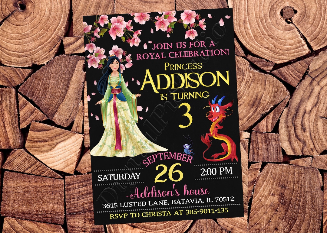 Mulan Invitation Mulan Birthday Invitation Mulan Party Mulan Invite ...