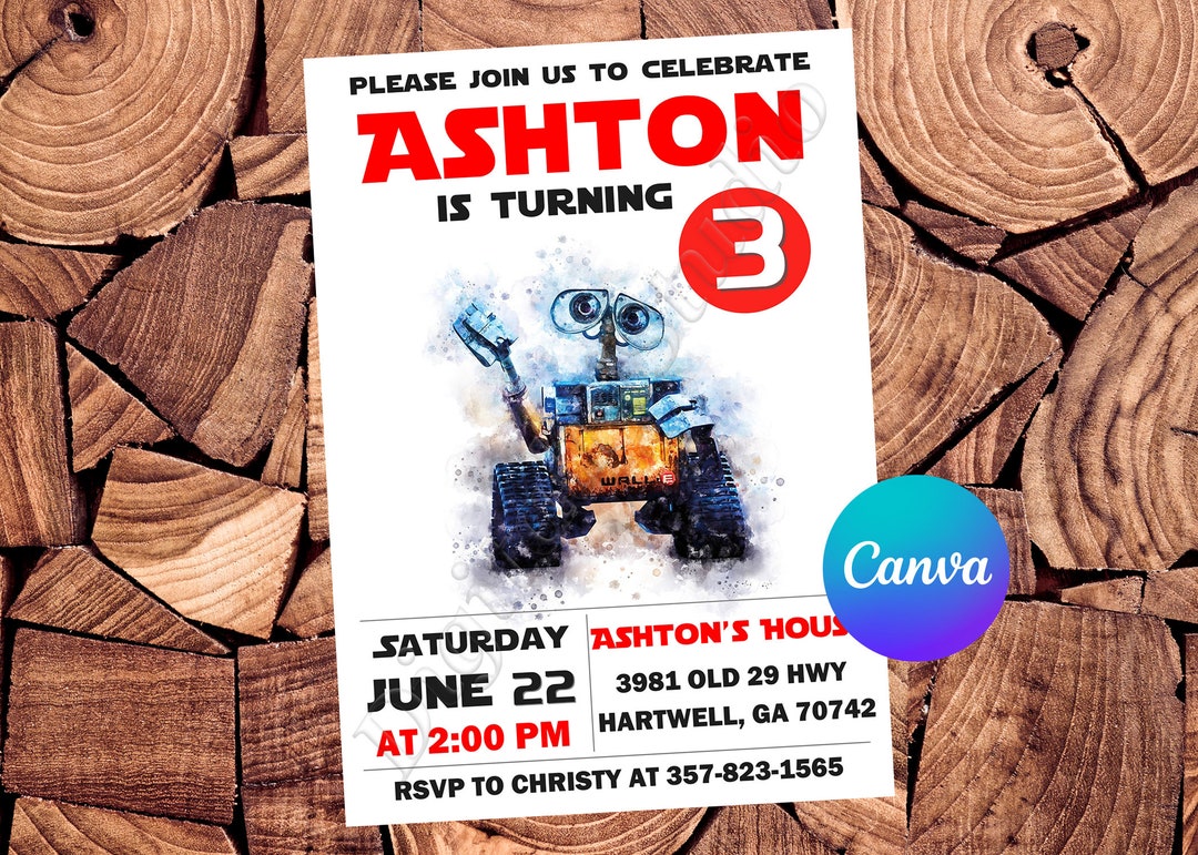 Wall E Invitation Wall E Birthday Invitation Wall E Party Wall E ...