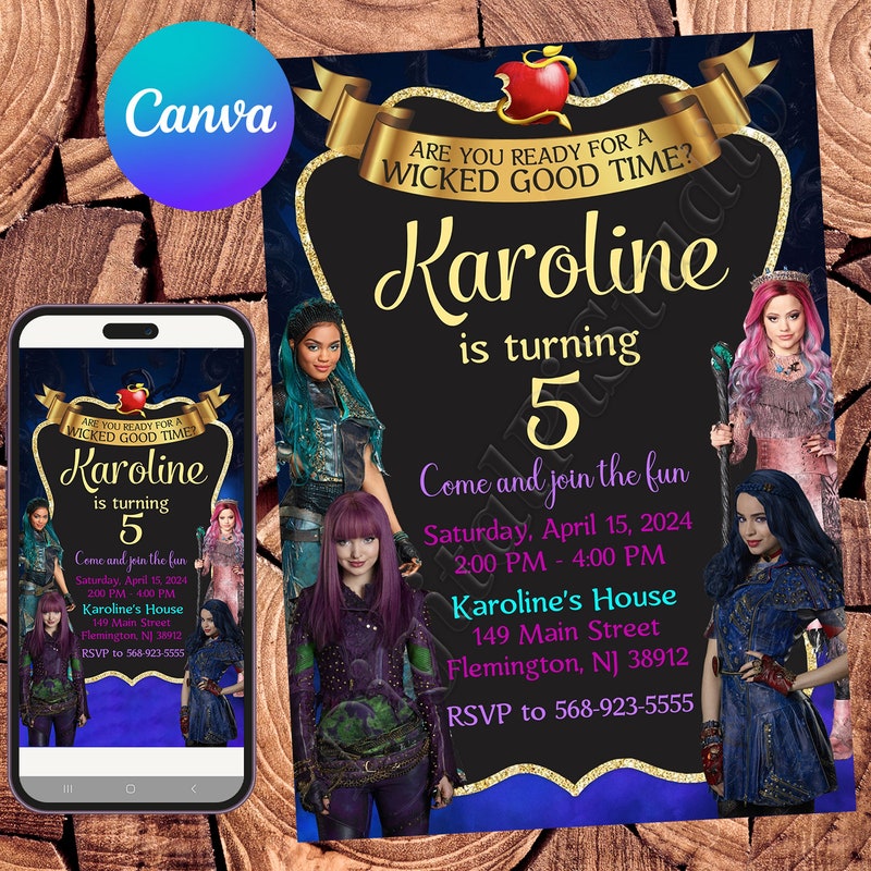 Descendants Birthday Invitation - Etsy
