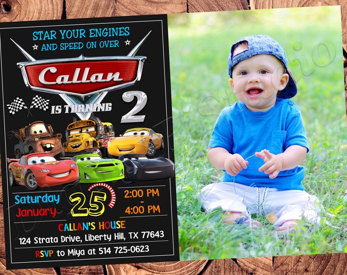 Disney Cars 3 Invitación Invitación de pizarra Disney Cars 3 Invitar ...