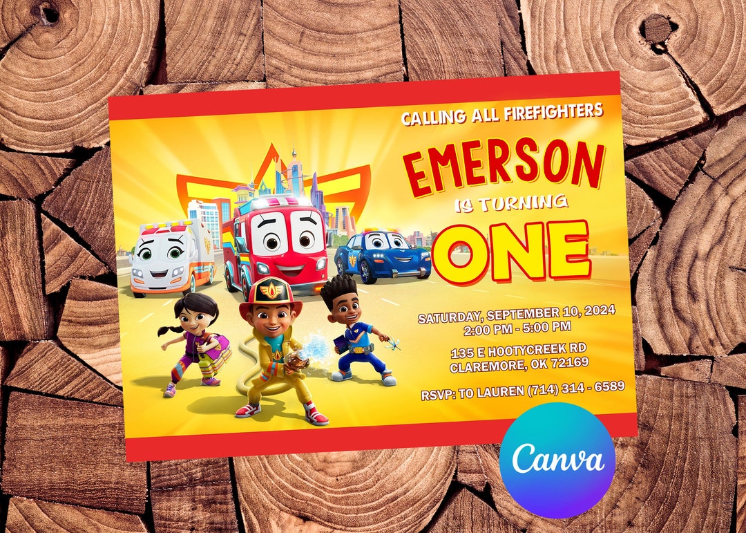 Invitación de Firebuds Invitación de cumpleaños de Firebuds Fiesta de ...