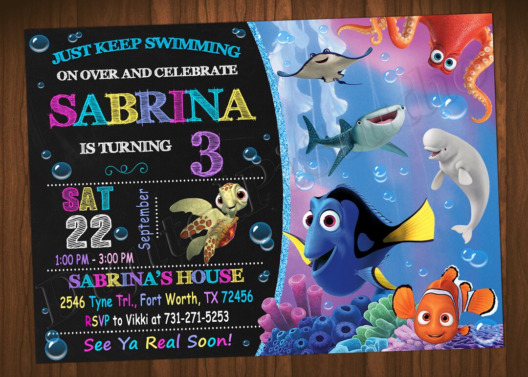 Finding Dory Invitation Finding Nemo Invitation Finding Dory Birthday ...