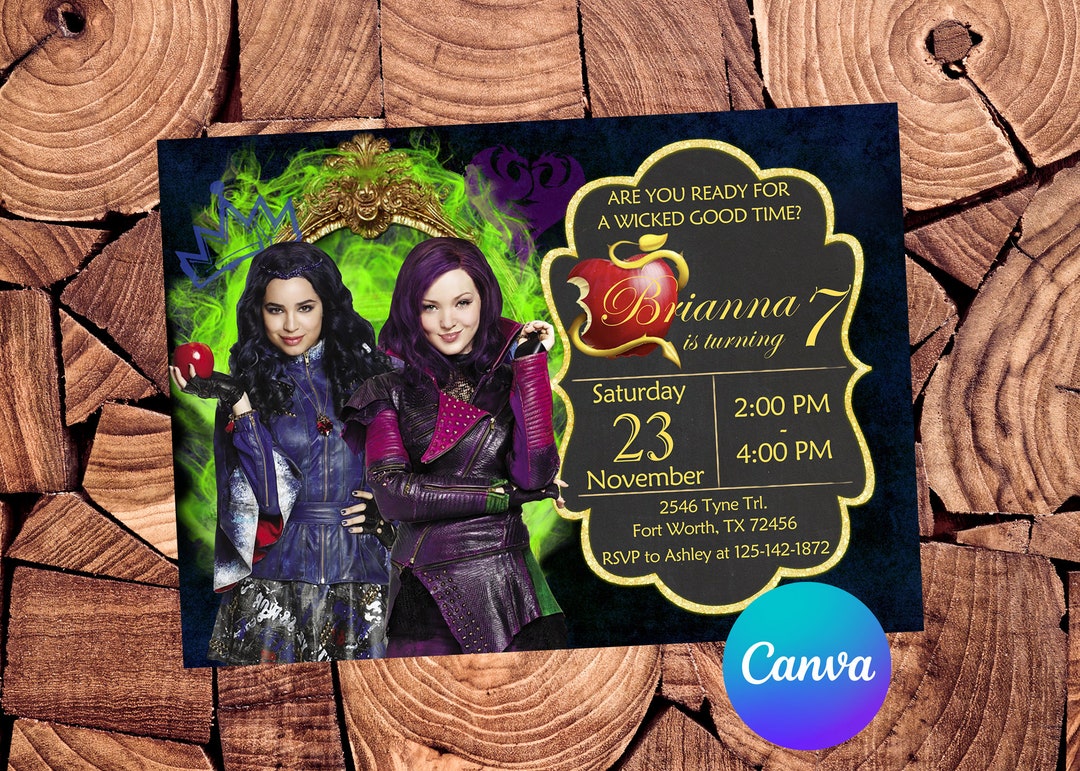 Descendants Invitation Descendants Birthday Invitation Descendants ...