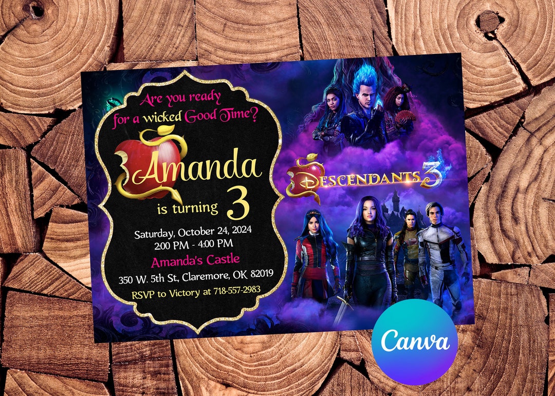 Descendants Invitation Descendants Birthday Invitation Descendants ...