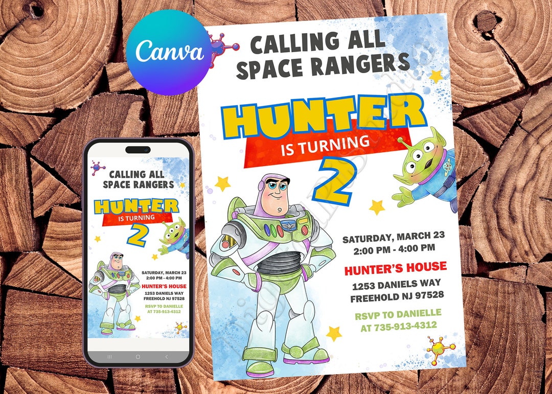 Buzz Lightyear Invitation Toy Story Invitation Buzz Lightyear Birthday ...