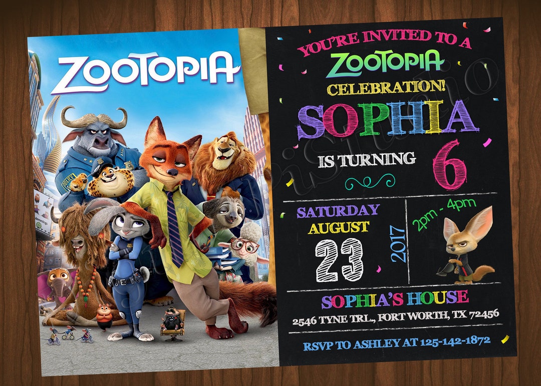 Zootopia Invitation Zootopia Birthday Invitation Zootopia Party ...