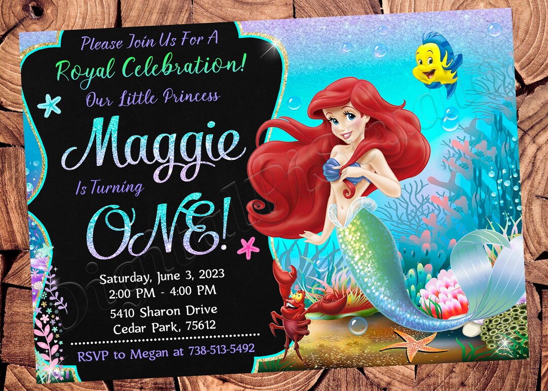 Ariel Invitation Little Mermaid Invitation Little Mermaid Birthday ...