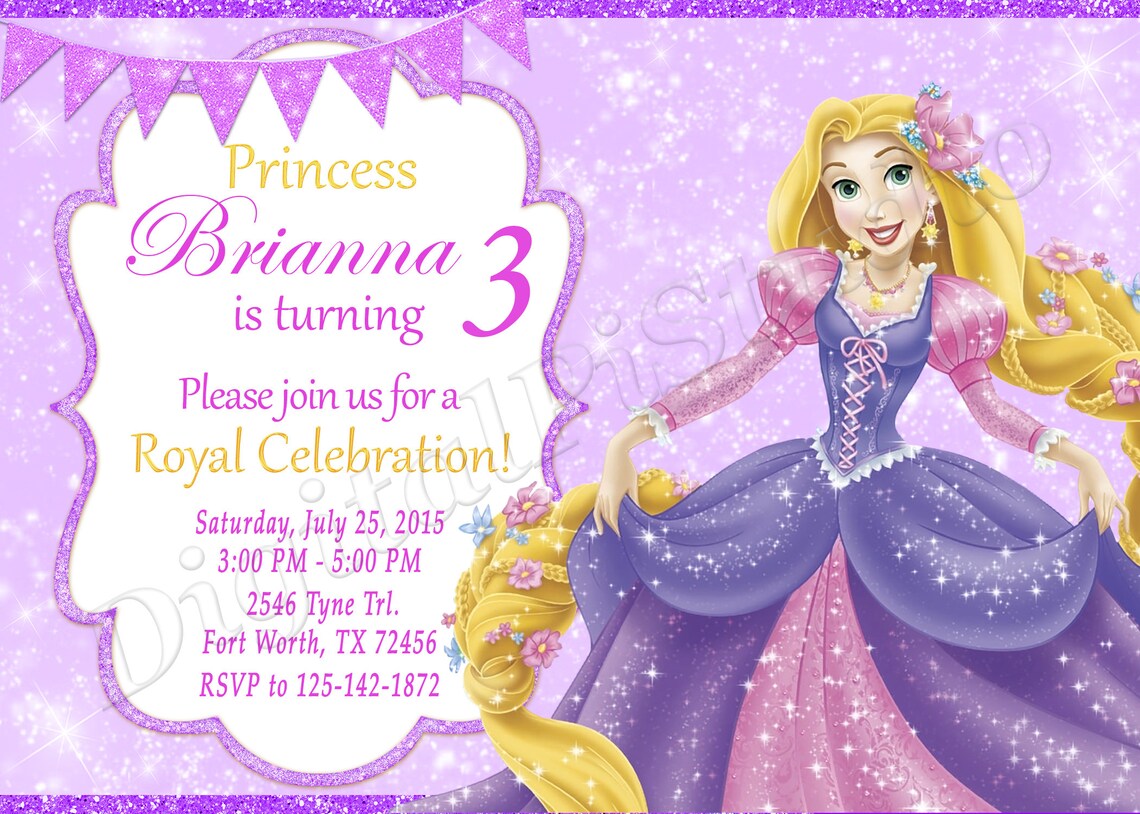 Rapunzel Tangled Invitation Rapunzel Invitation Princess Rapunzel ...
