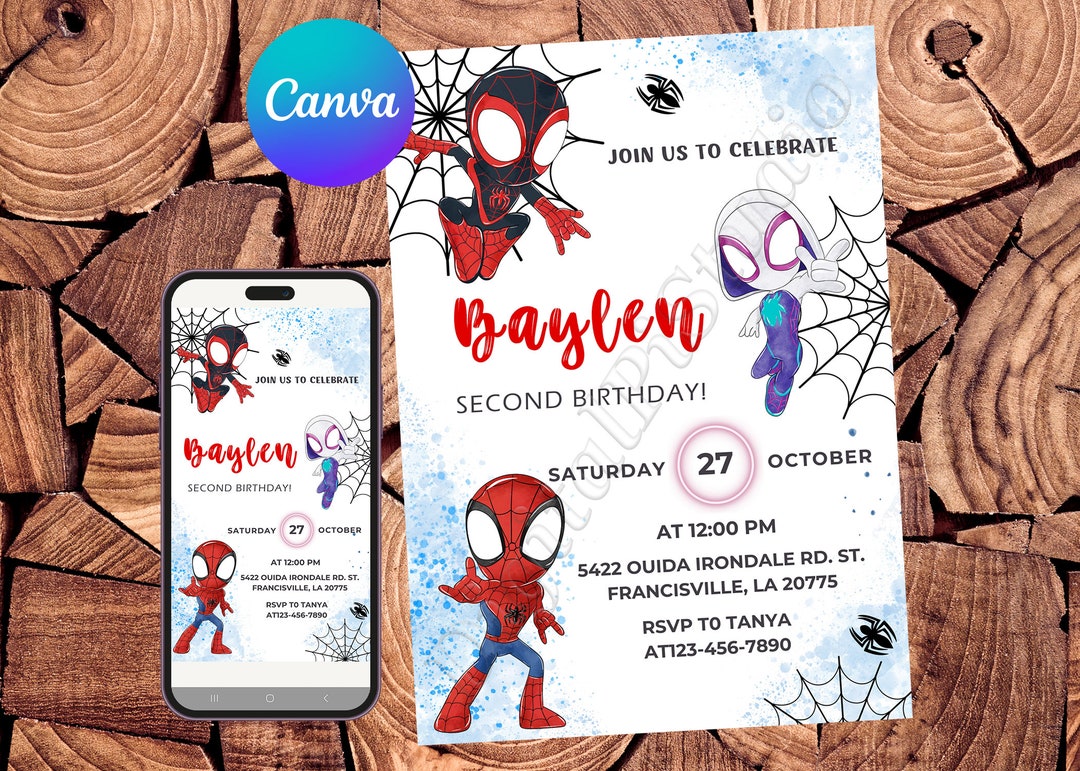 Spidey and His Amazing Friends Invitation Spidey Birthday Invitation ...