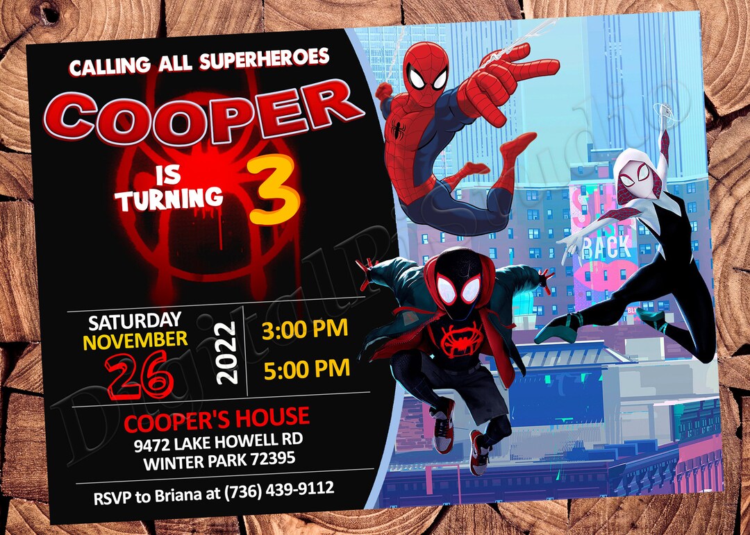 Spider Verse Invitation Spiderman Invitation Spider Verse Birthday ...