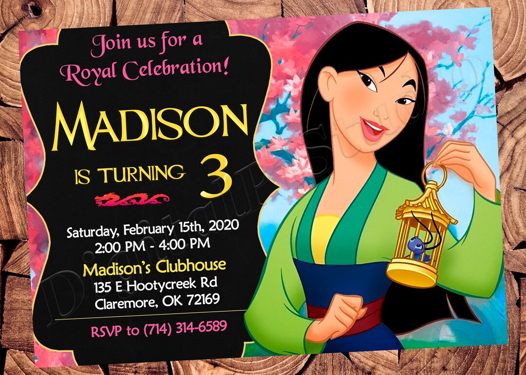 Mulan Invitation Mulan Birthday Invitation Mulan Party Mulan Invite ...