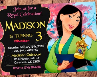 Mulan Invitation Princess Mulan Invitation Mulan Birthday Mulan Invite ...