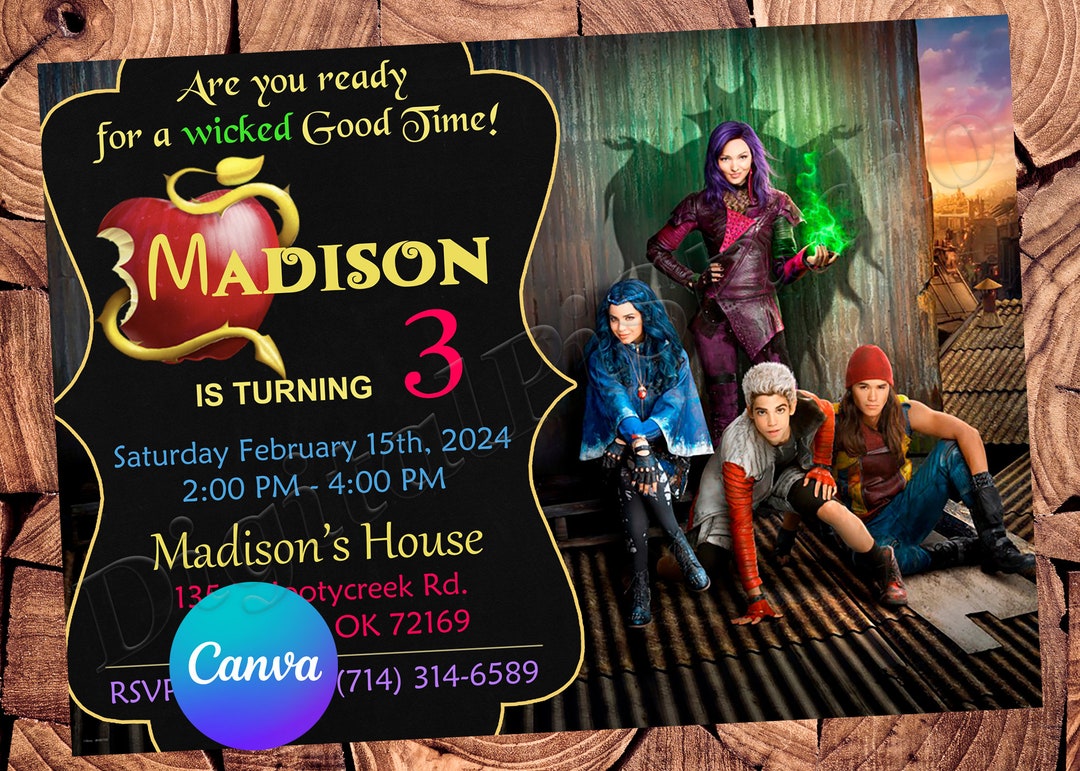 Descendants Invitation Descendants Birthday Invitation Descendants ...