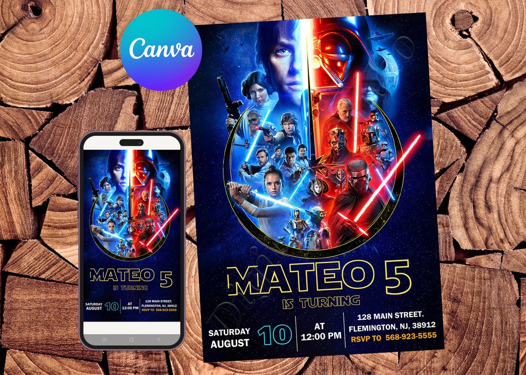 Star Wars Invitation Star Wars Birthday Invitation Star Wars Party Star ...