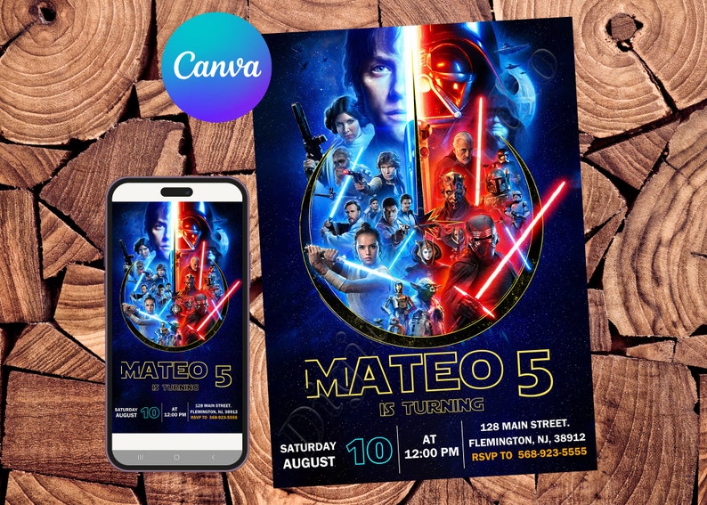 Star Wars Invitation Star Wars Birthday Invitation Star Wars Party Star ...