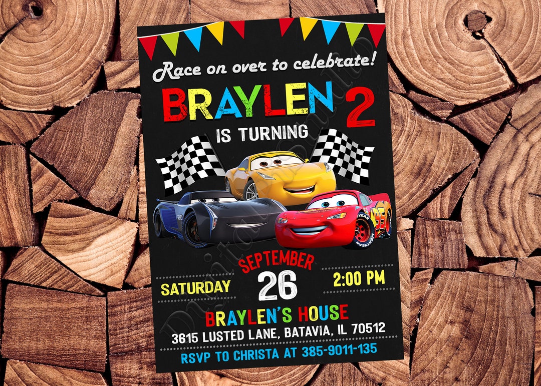 Cars Invitation Cars Birthday Invitation Cars Party Cars Invite Cars ...