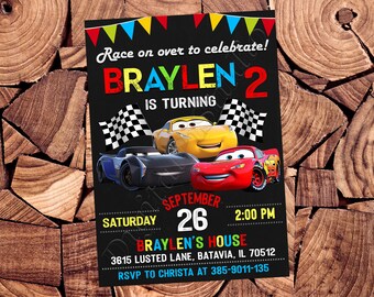 Cars Invitation Cars Birthday Invitation Cars Party Mcqueen Invitation ...