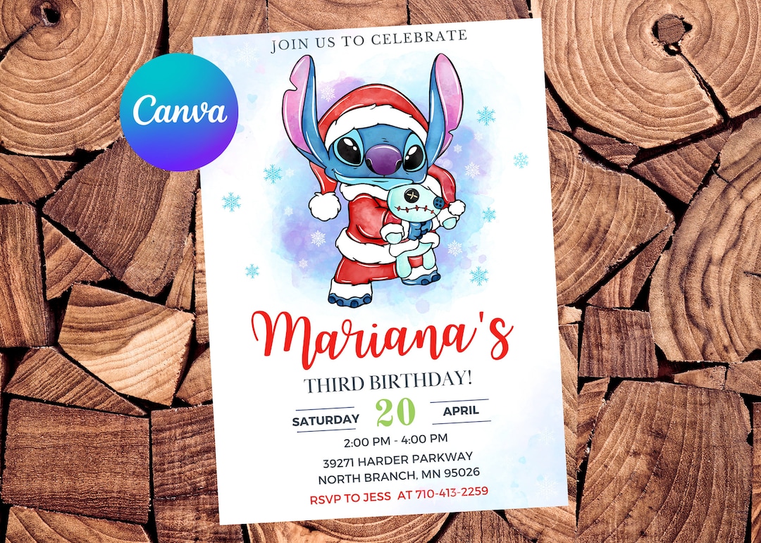 Stitch Christmas Invitation Stitch Invitation Stitch Birthday ...