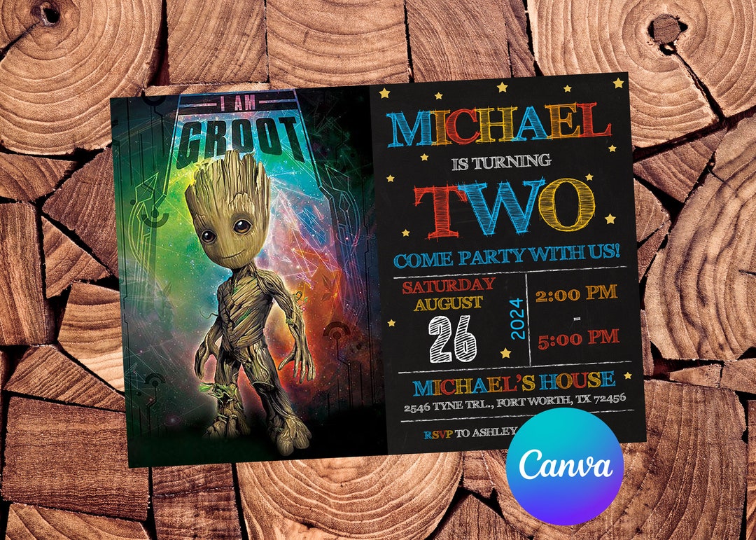 Guardians of the Galaxy Invitation Groot Birthday Invitation Groot ...