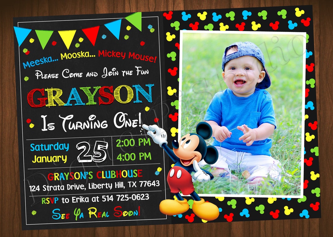 Mickey Mouse Invitation Mickey Mouse Birthday Invitation Mickey Mouse ...