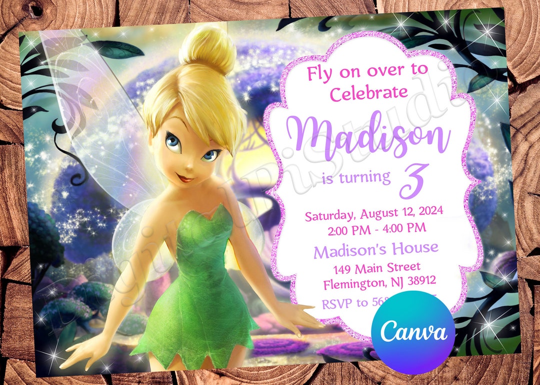 Invitación de TinkerBell Invitación de cumpleaños de TinkerBell Fiesta ...
