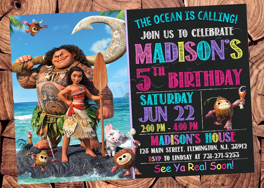 Moana Invitation Moana Birthday Invitation Moana Party Moana Invite ...