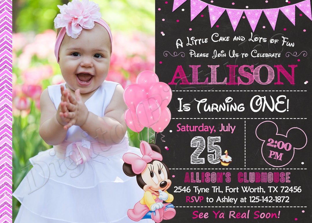 Baby Minnie Mouse Invitation Baby Minnie Mouse First Birthday ...