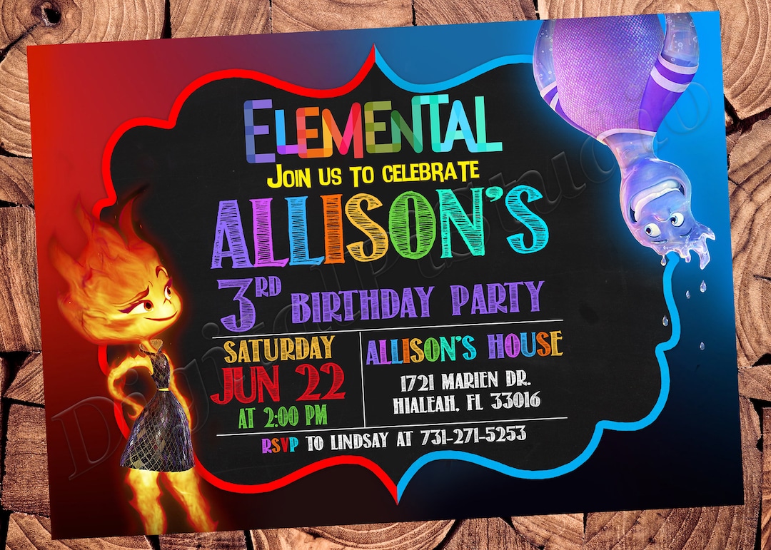 Elemental Invitation Elemental Birthday Elemental Party Elemental ...