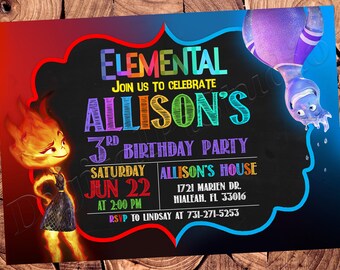 Elemental Invitation Elemental Birthday Elemental Invite Elemental ...