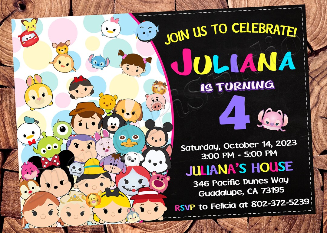 Tsum Tsum Invitation Tsum Tsum Birthday Tsum Tsum Party Tsum Tsum ...