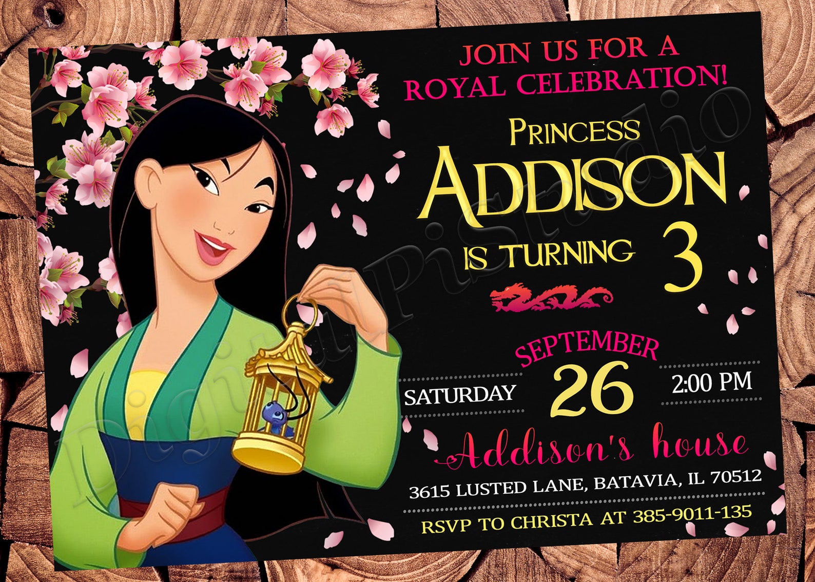 Mulan Invitation Mulan Birthday Invitation Mulan Party Mulan Invite ...