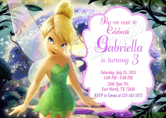 Tinkerbell Birthday Invitation Chalkboard
