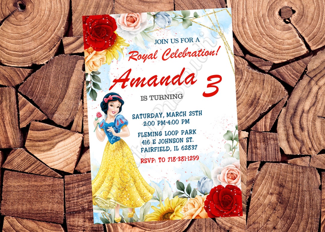 Snow White Invitation Snow White Watercolor Invitation Snow White ...