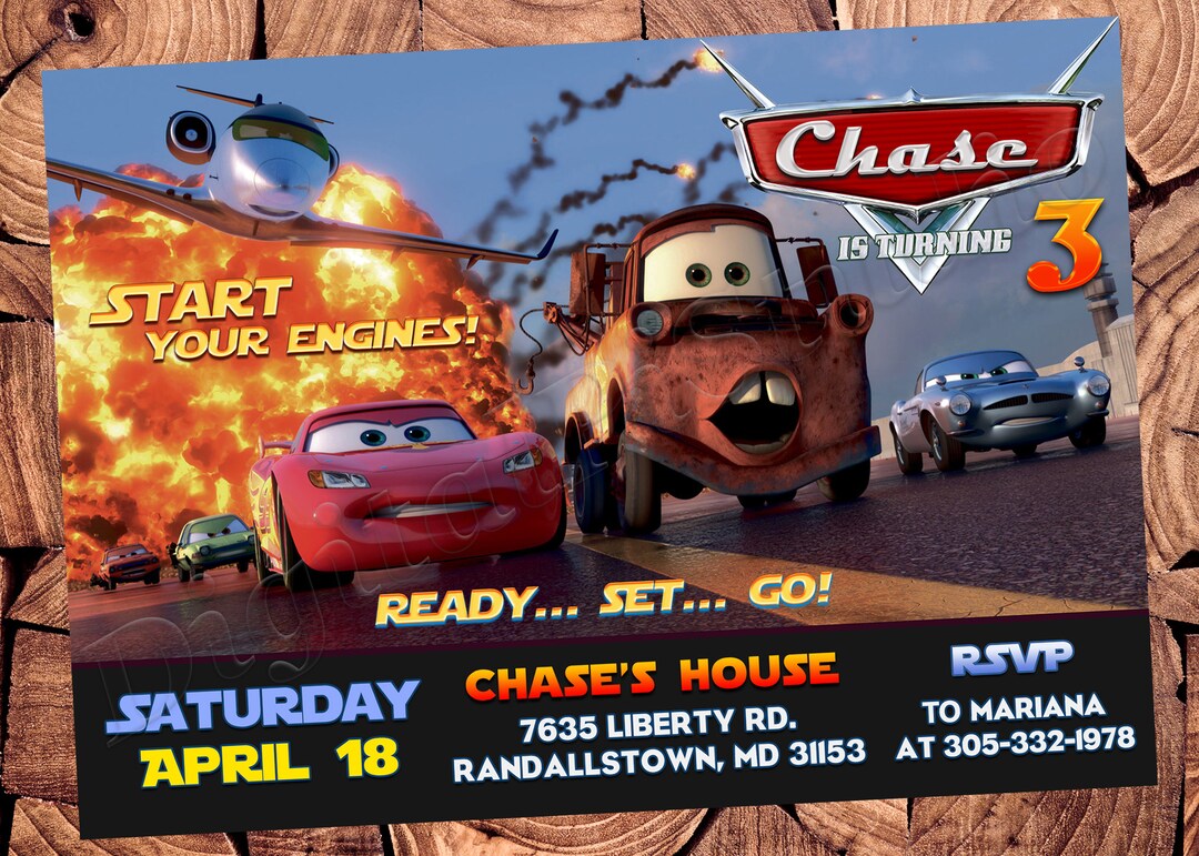 Cars Invitation Cars Birthday Invitation Cars Party Cars Invite Cars ...