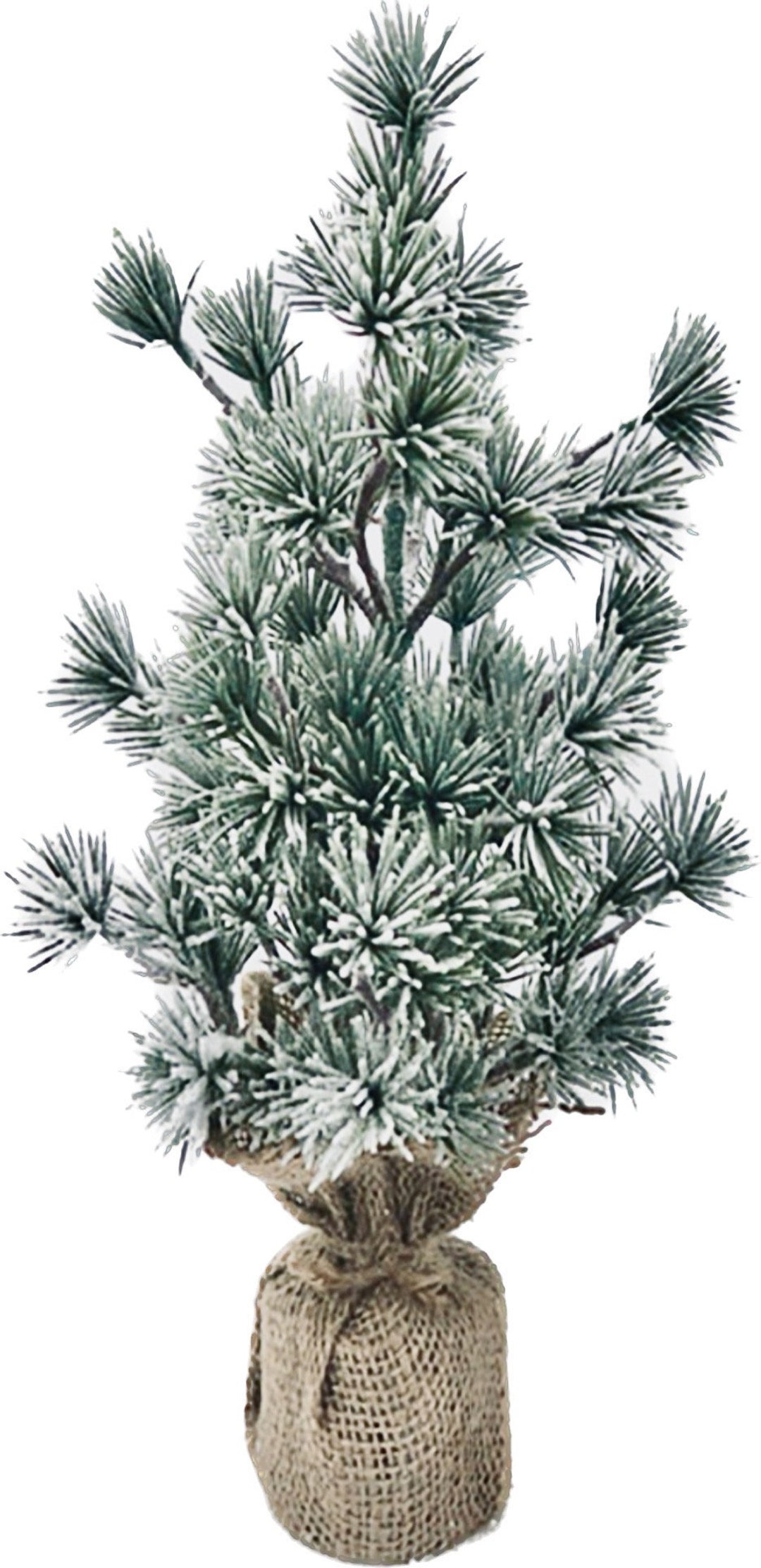 Small Artificial Table Top Pine Tree Frosted Green With Jute Stand ...