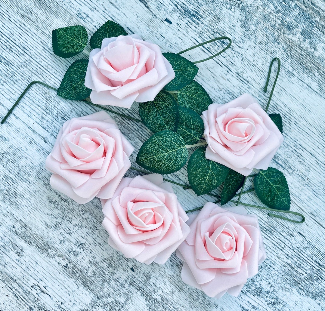 Foam Artificial Roses Pink Roses Wedding Flowers Bouquet Faux Flowers ...