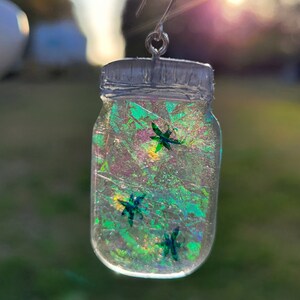 Iridescent Handmade Mason Jar Shaped Resin Earrings With Glow in Dark ...