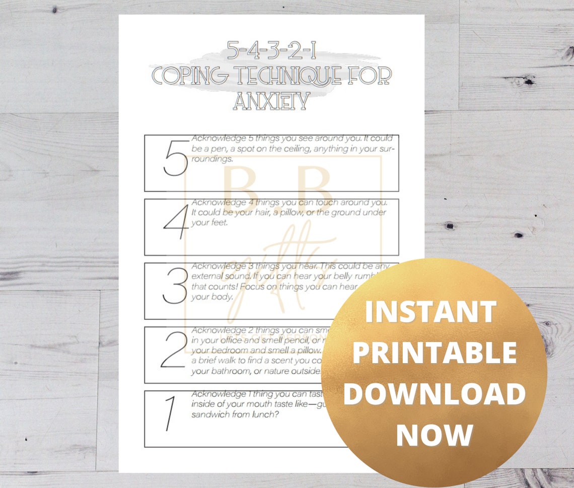 5 4 3 2 1 Coping Techniques for Anxiety Grounding Techniques - Etsy UK