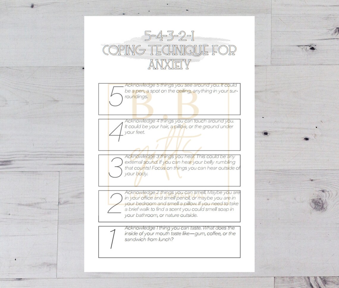 5 4 3 2 1 Coping Techniques for Anxiety Grounding Techniques - Etsy UK