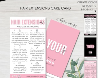 Hair Extension Care Card - Etsy