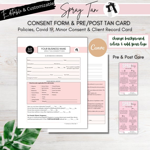 Editable Spray Tan Templates Spray Tanning Consultation - Etsy