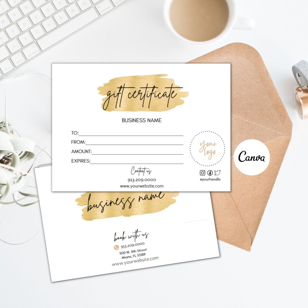 Gift Certificate Template, Editable Gift Card Template, Gift Voucher ...