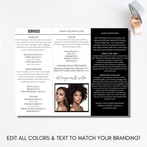 Editable Hair Salon Brochure: Printable Trifold Pamphlet (canva ...