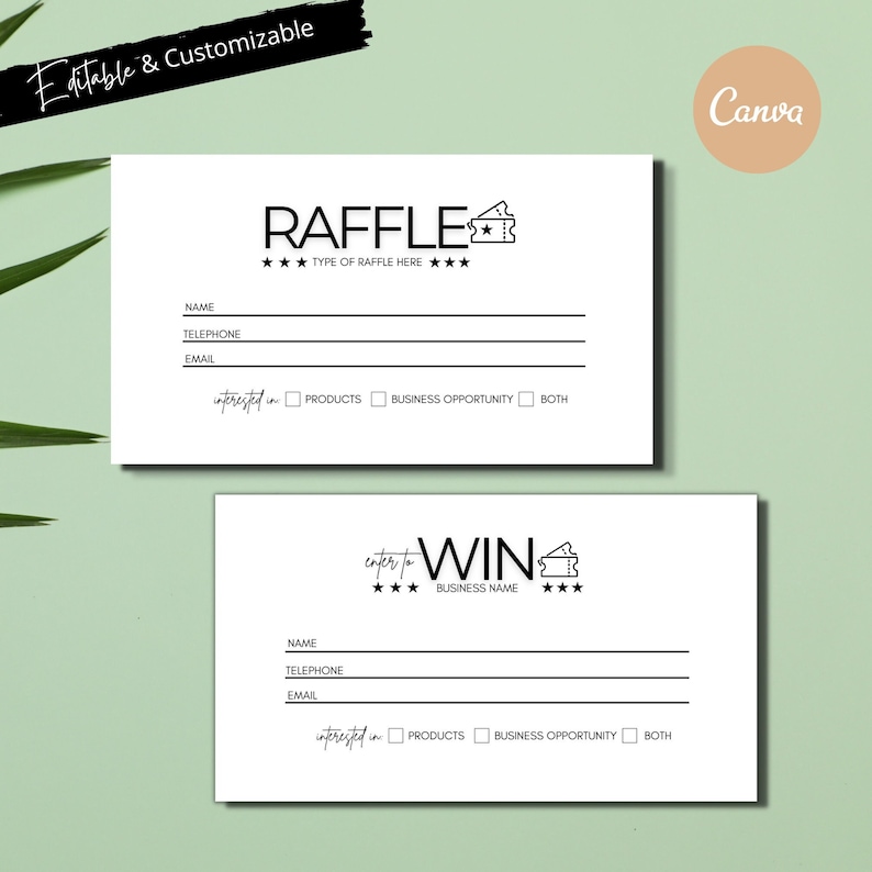 Editable Raffle Ticket Template, Enter to Win Template, Business Raffle ...