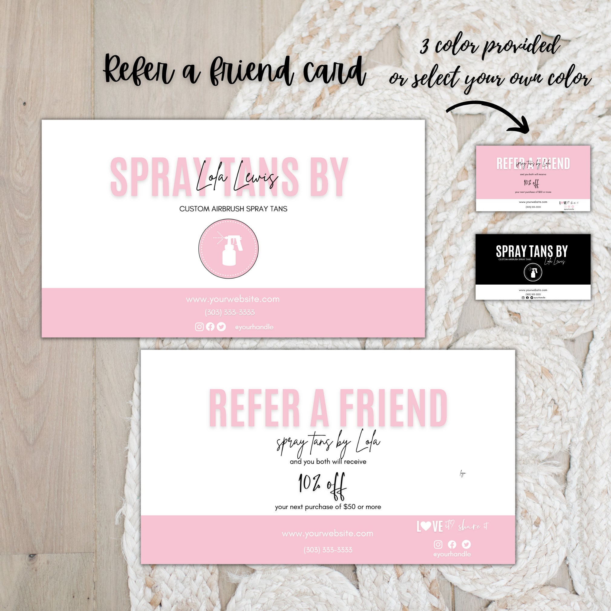 Refer a Friend Template, Editable Client Referral Card, Spray Tan ...