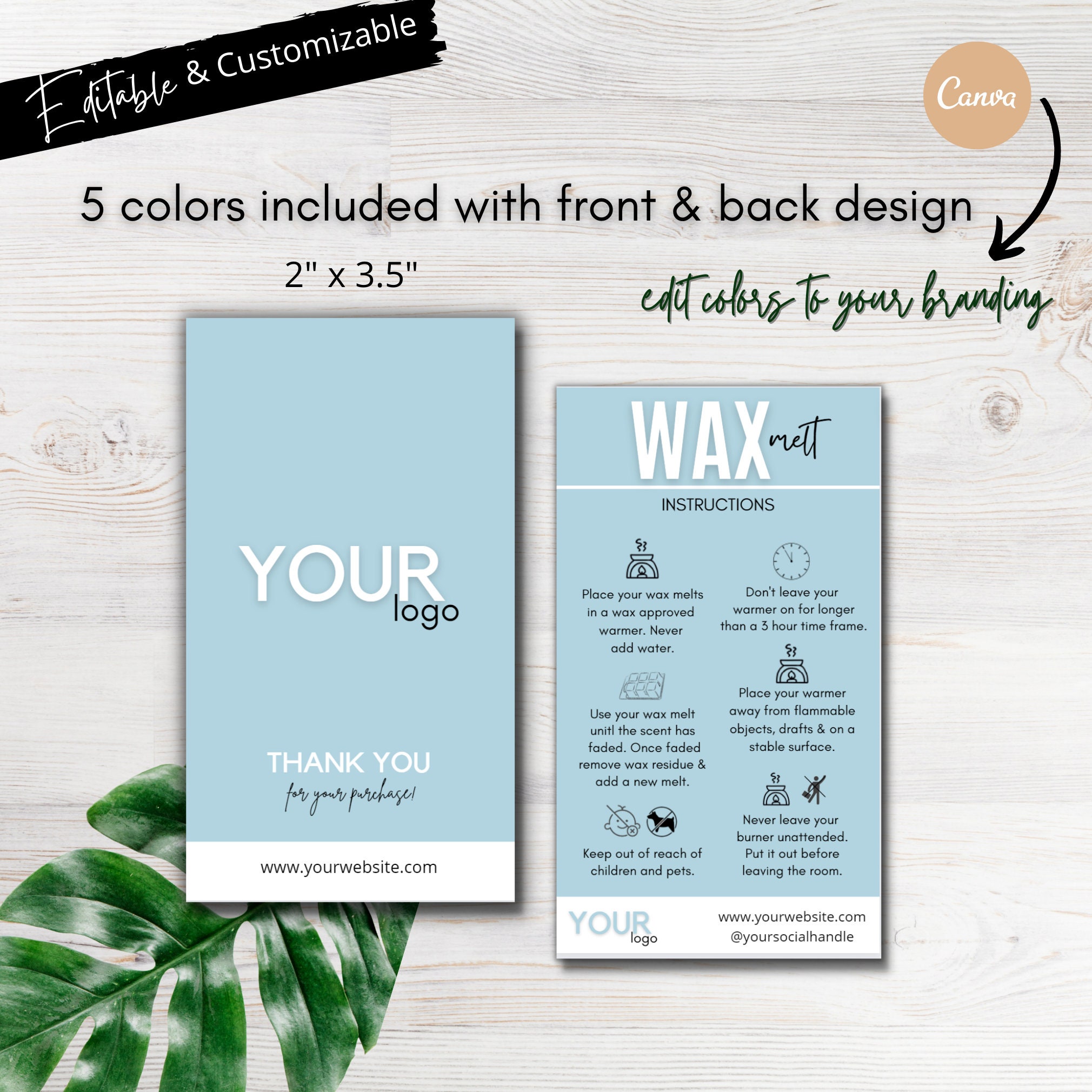 Wax Melts Care Card Template, Editable Wax Melts Care Instructions, Wax ...