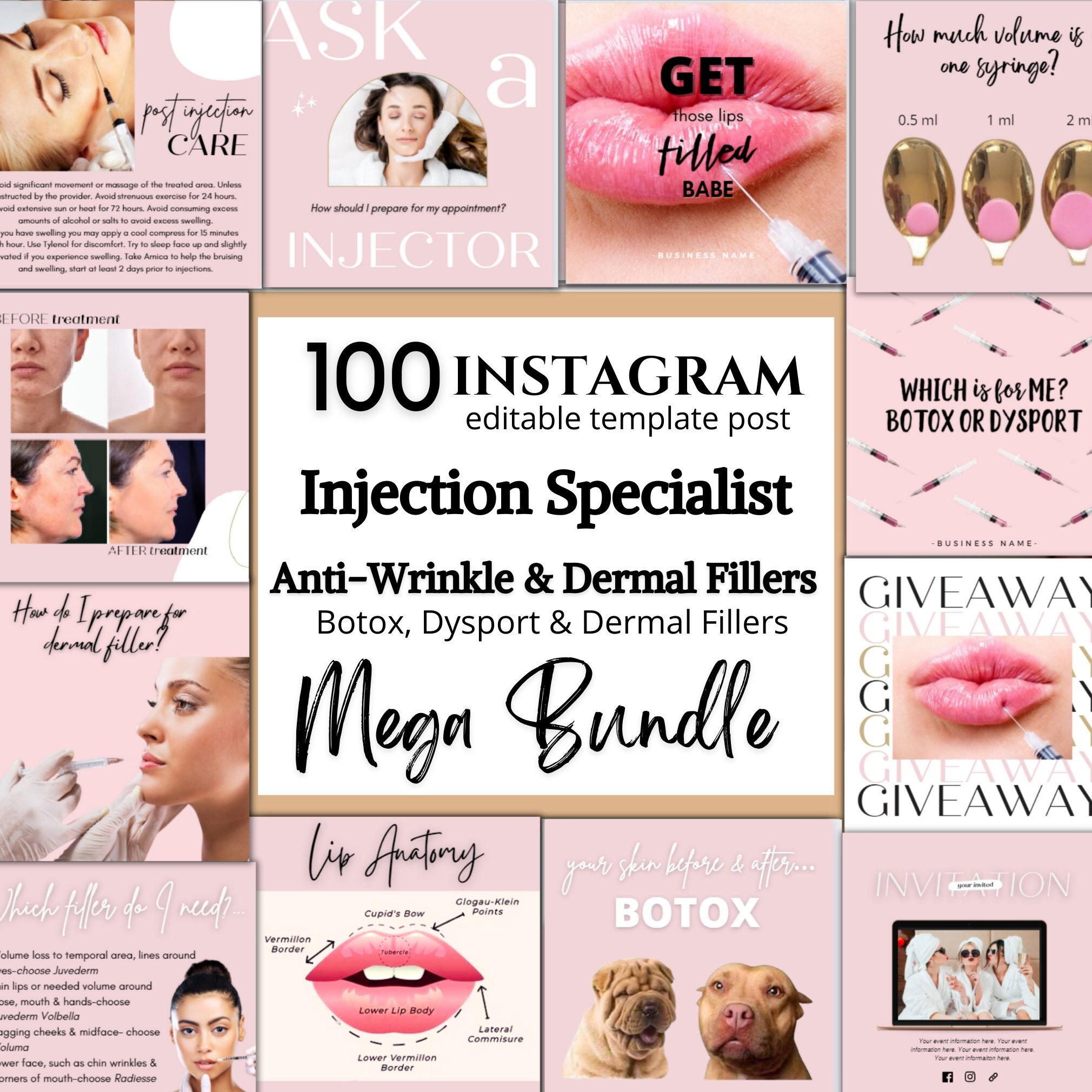 100 Anti-wrinkle Injection & Filler Instagram Posts Injection - Etsy