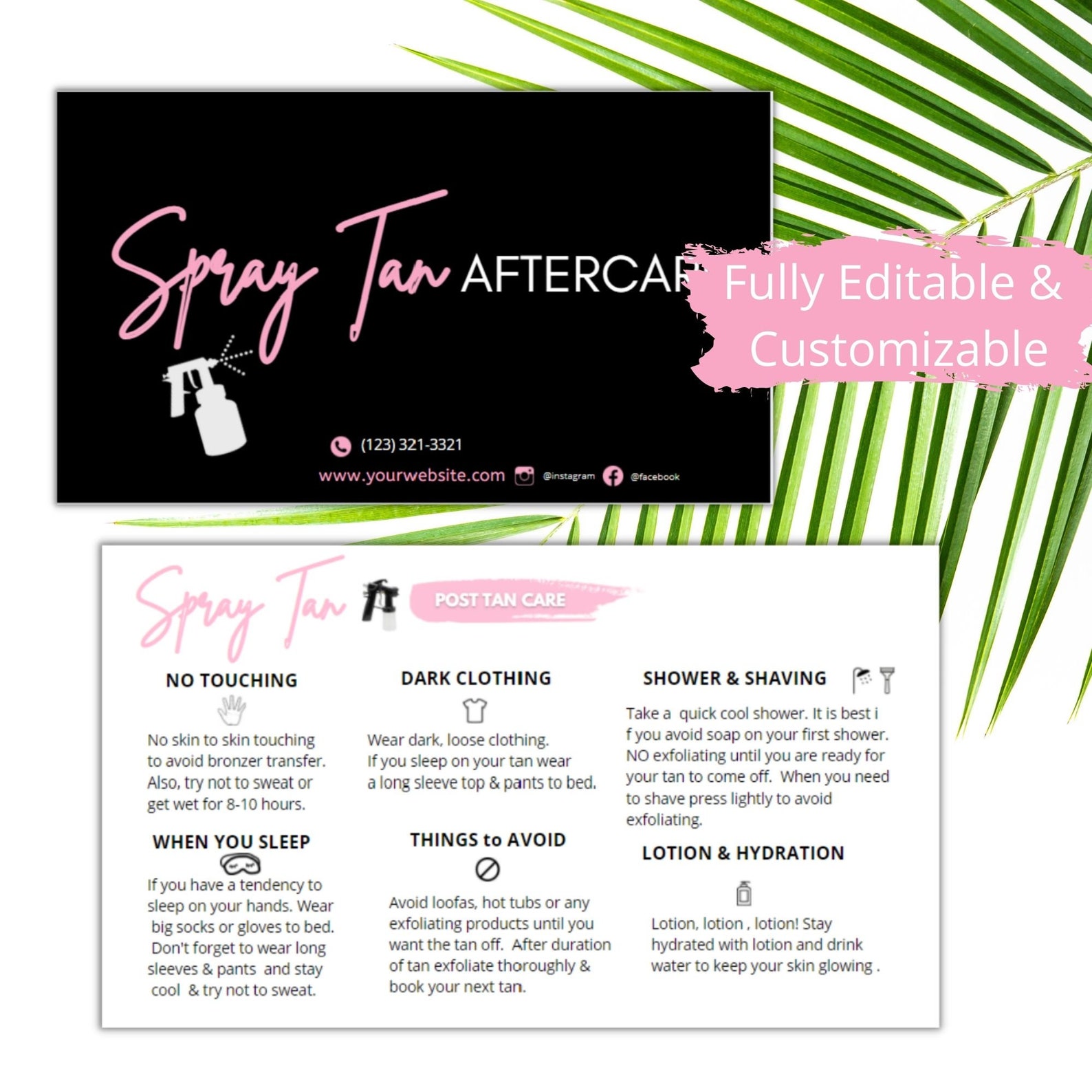 Spray Tan Aftercare Card Spray Tan Post Care Spray Tanning - Etsy