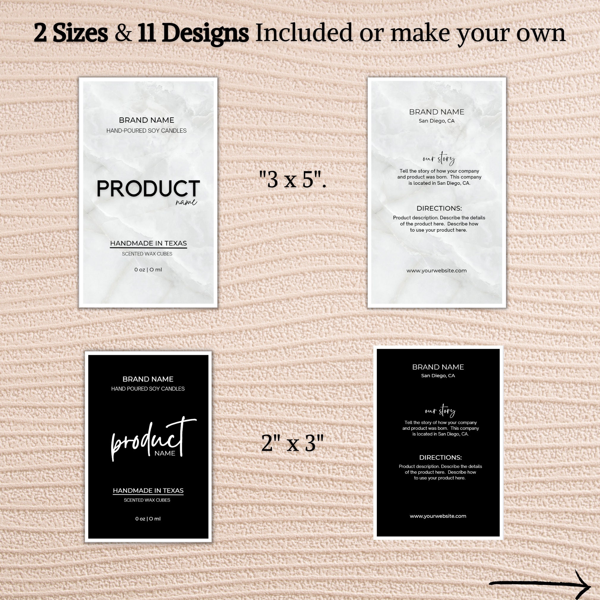 Neutral Editable Wax Melt Labels, Wax Tart Labels, Product Packaging ...